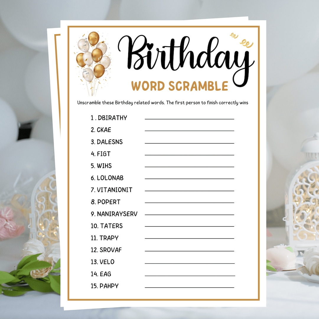 Birthday Games, Word Scramble, Birthday Party Games, Birthday Word ...