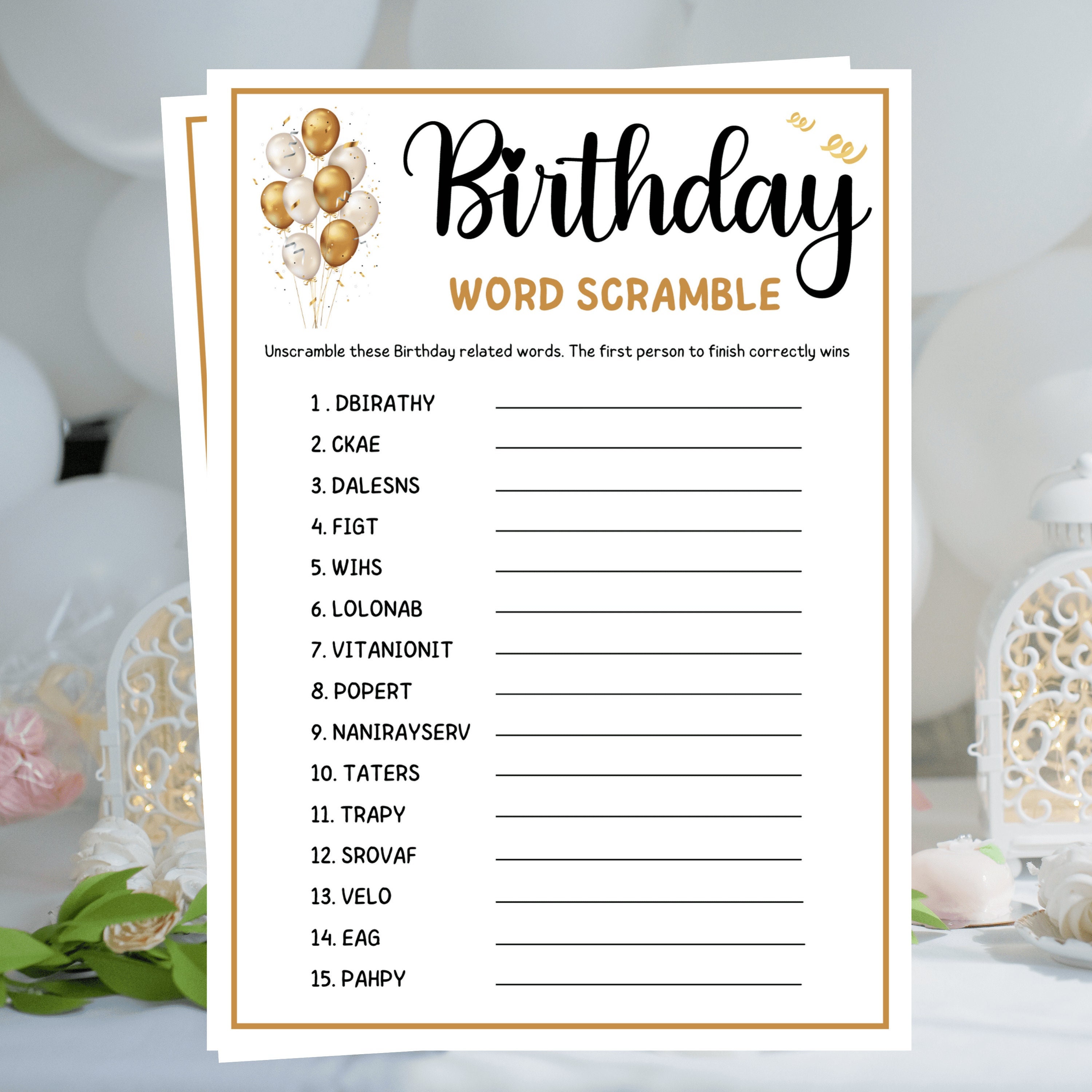 Birthday Games, Word Scramble, Birthday Party Games, Birthday Word ...