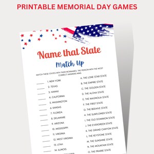 Memorial Day Game Name That State, Memorial Day Games for Kids ...