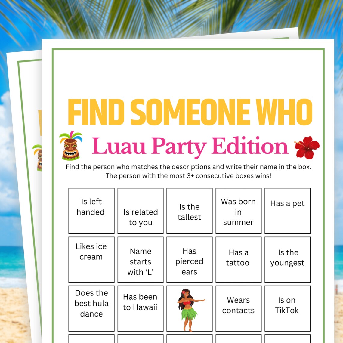 Luau Party Games, Find the Guest, Hawaiian Party Games, Aloha Party ...