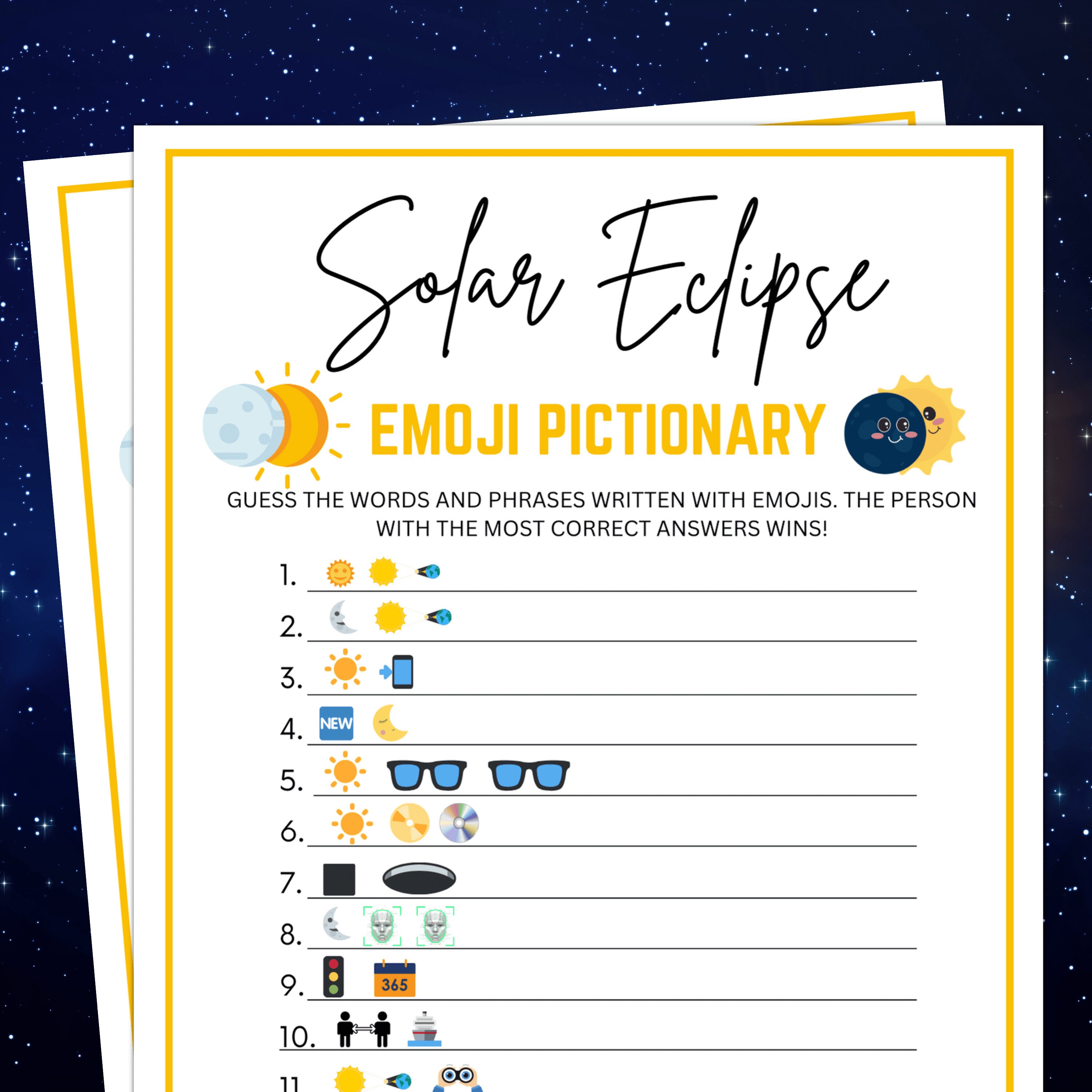 Solar Eclipse Games, Emoji Pictionary, Eclipse Games, Solar Eclipse ...