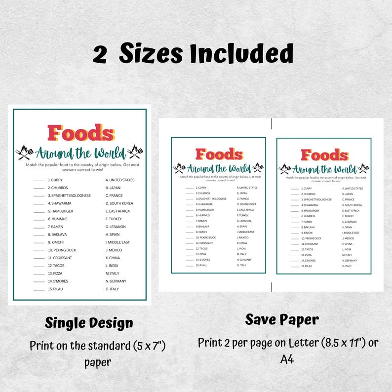 Foods Around the World, Food Trivia, Party Games for Kids & Adults, BBQ ...