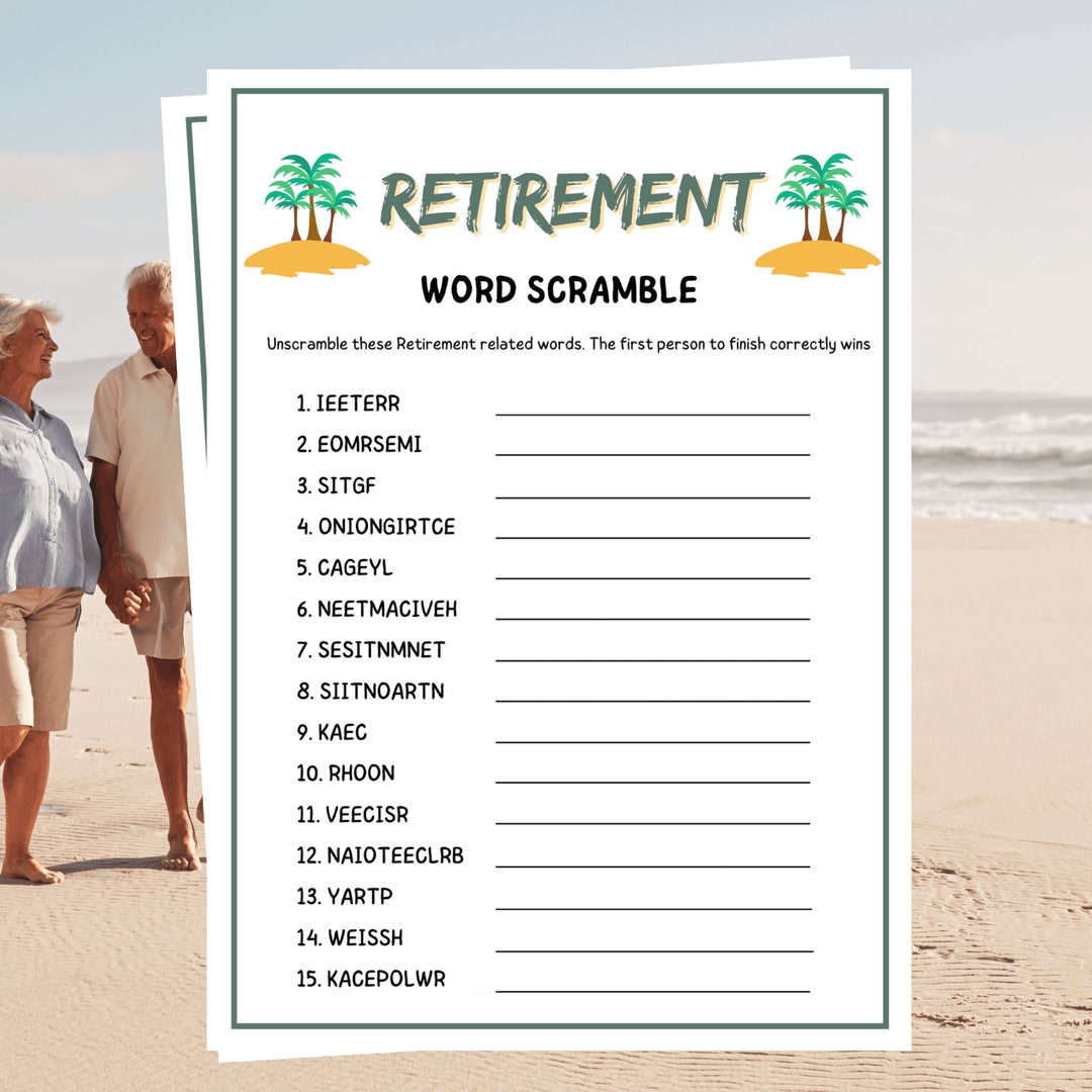 Retirement Party Games, Retirement Word Scramble Game, Retirement Game ...