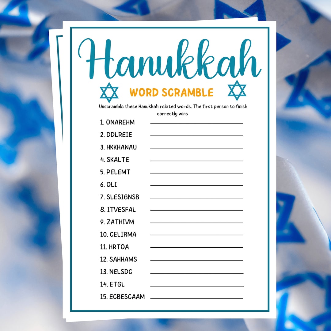 Hanukkah Games, Word Scramble, Hanukkah Party Games, Religious Holiday ...