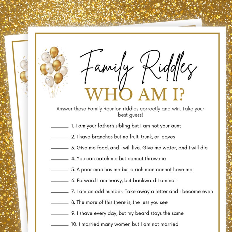 Family Reunion Games, Who Am I Riddles, Family Games Night, Game for ...
