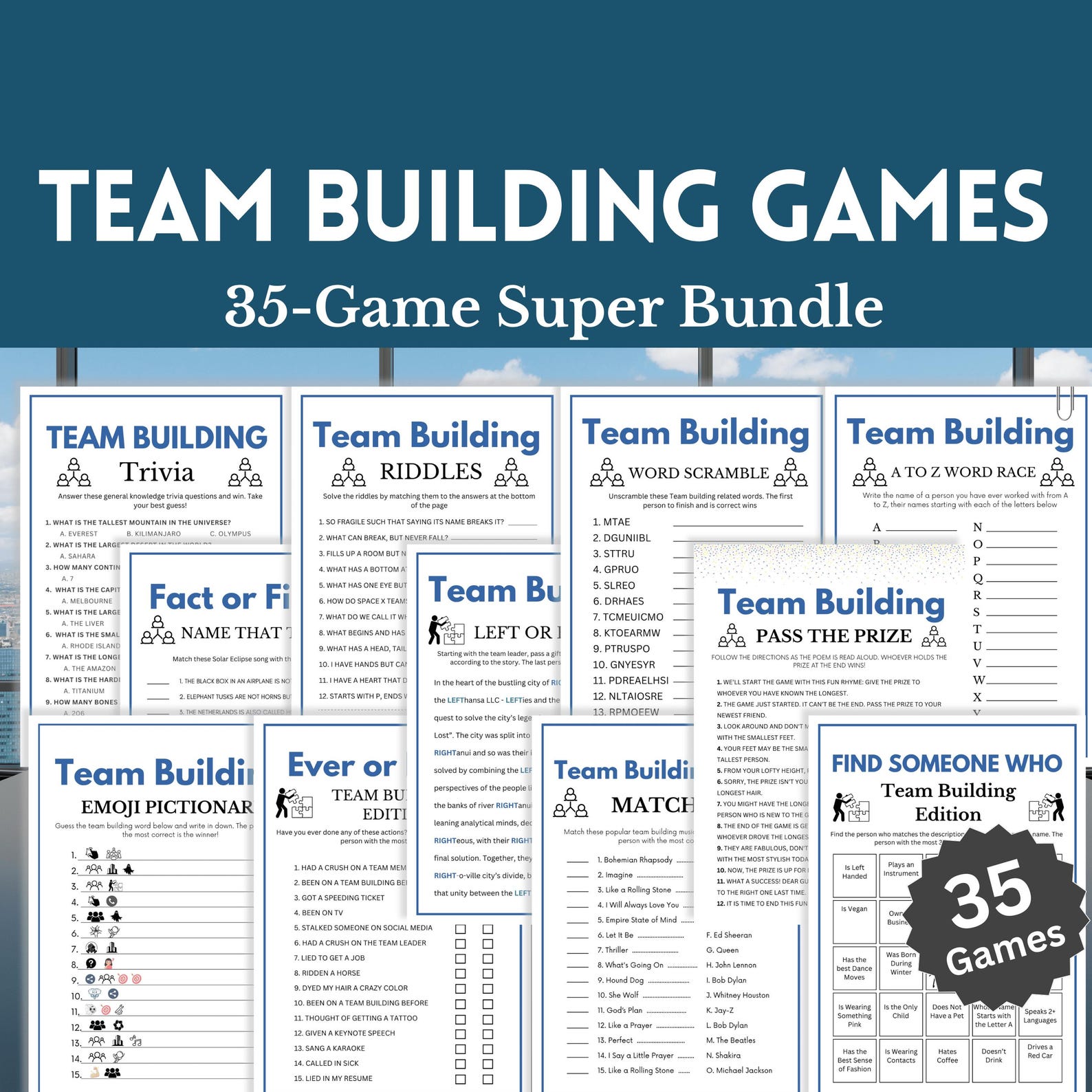 Team Building Games Bundle, 35 Game Super Bundle, Team Building Party ...