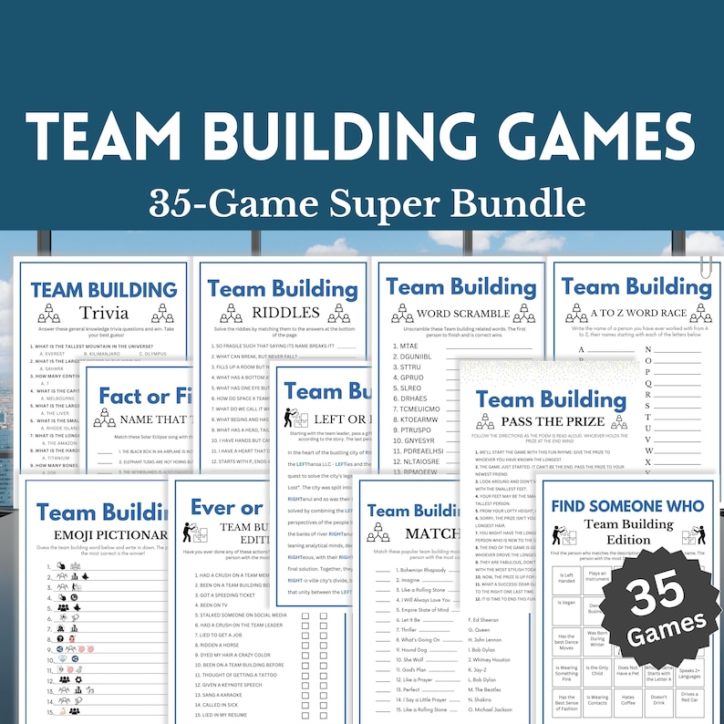 Team Building Games Bundle, 35 Game MEGA Bundle, Party Games for ...