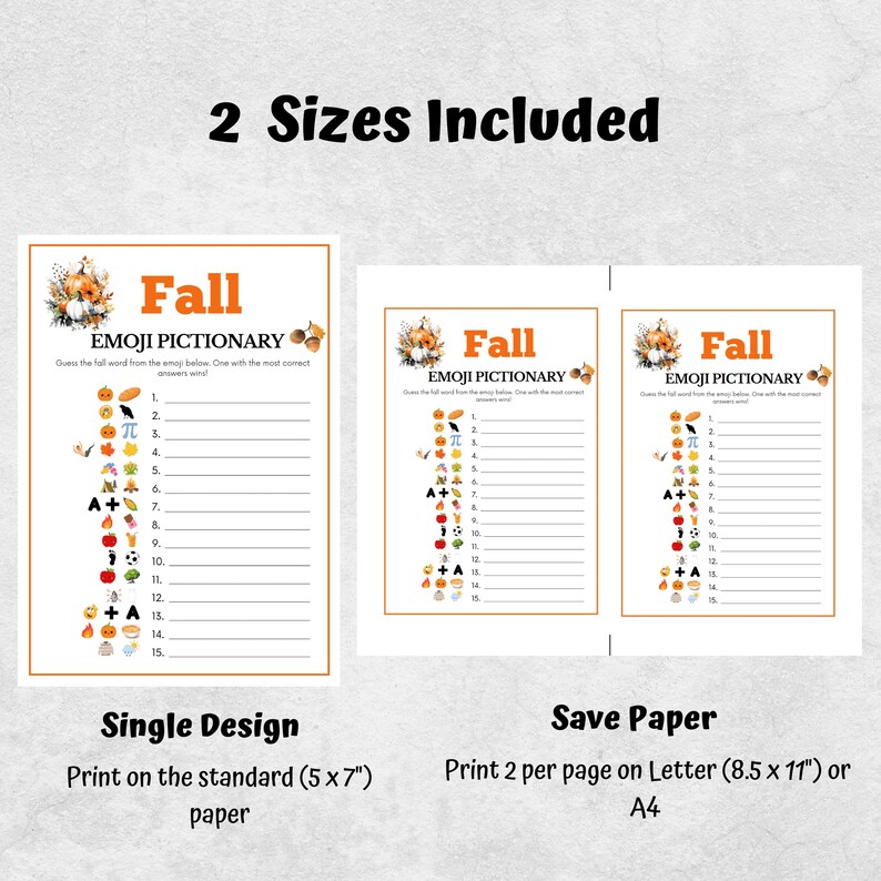 Fall Games, Emoji Pictionary, Fall Games for Kids & Adults, Fall Party ...