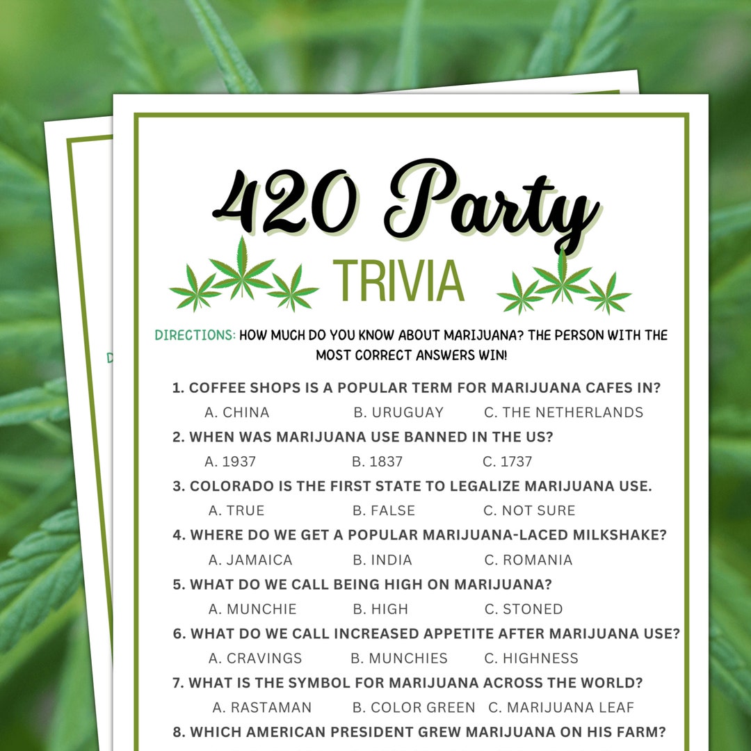 420 Trivia, 420 Slumber Party Games, Stoner Party Games, Marijuana ...