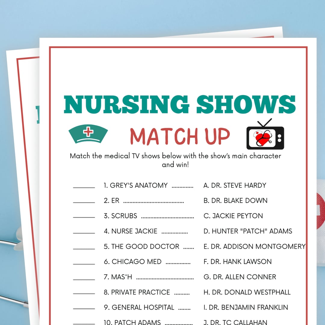 Party, Nurse Games, Nursing TV Shows Trivia, Match up Game, Nurse ...