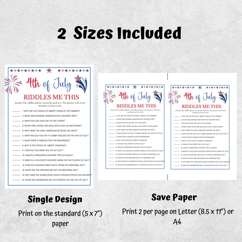 4th of July Riddle Me This, 4th of July Games, Independence Day Games ...