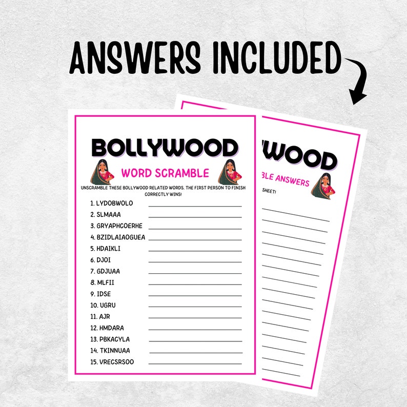 Bollywood Games, Bollywood Word Scramble, Bollywood Party Games ...