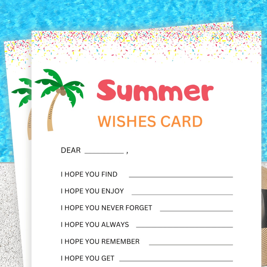 Summer Games, Wishes Card, Summer Party Games, Summer Birthday Party ...