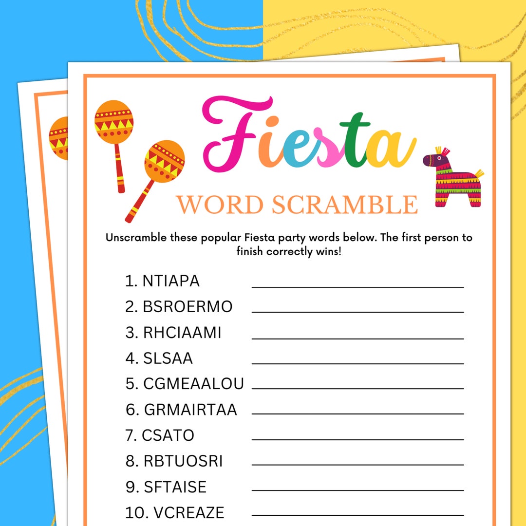 Fiesta Party Games, Word Scramble, Fiesta Games for Classroom, Birthday ...