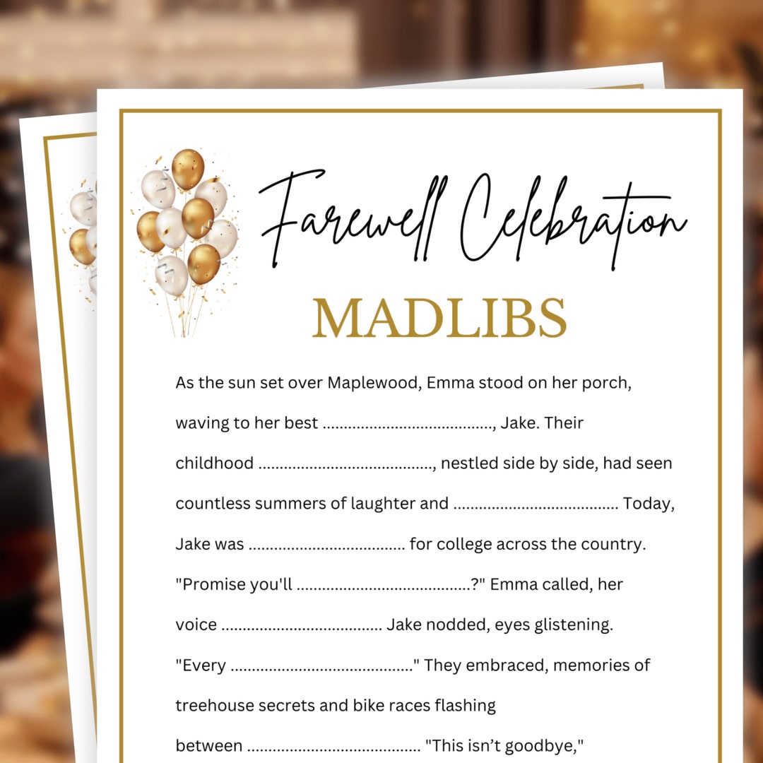 Farewell Party Games, Madlibs, Farewell Games, Going Away Games, Going ...
