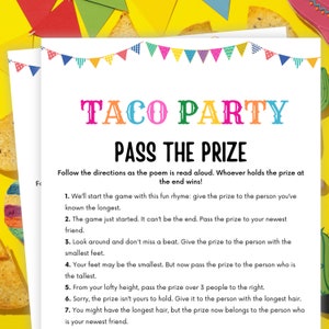 Taco Party Games, Pass the Prize, Taco Games, Taco Tuesday Game, Taco ...