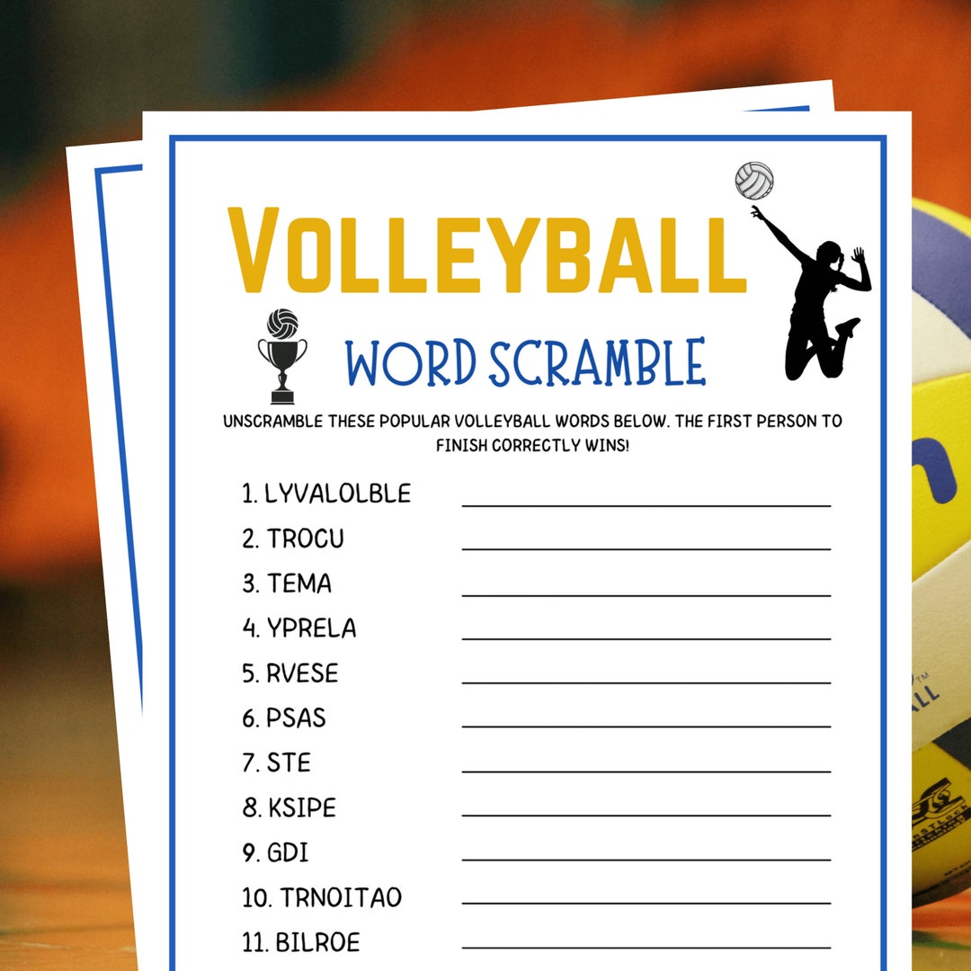 Volleyball Games, Volleyball Word Scramble, Volleyball Party Games ...
