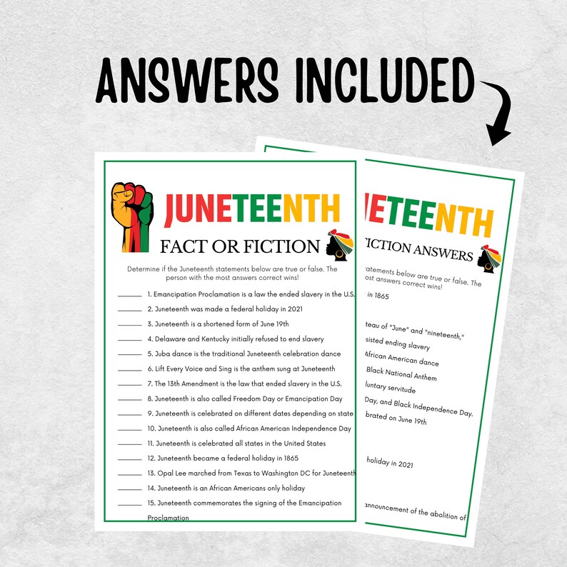 Juneteenth Games, Juneteenth Fact or Fiction, Black History Games ...