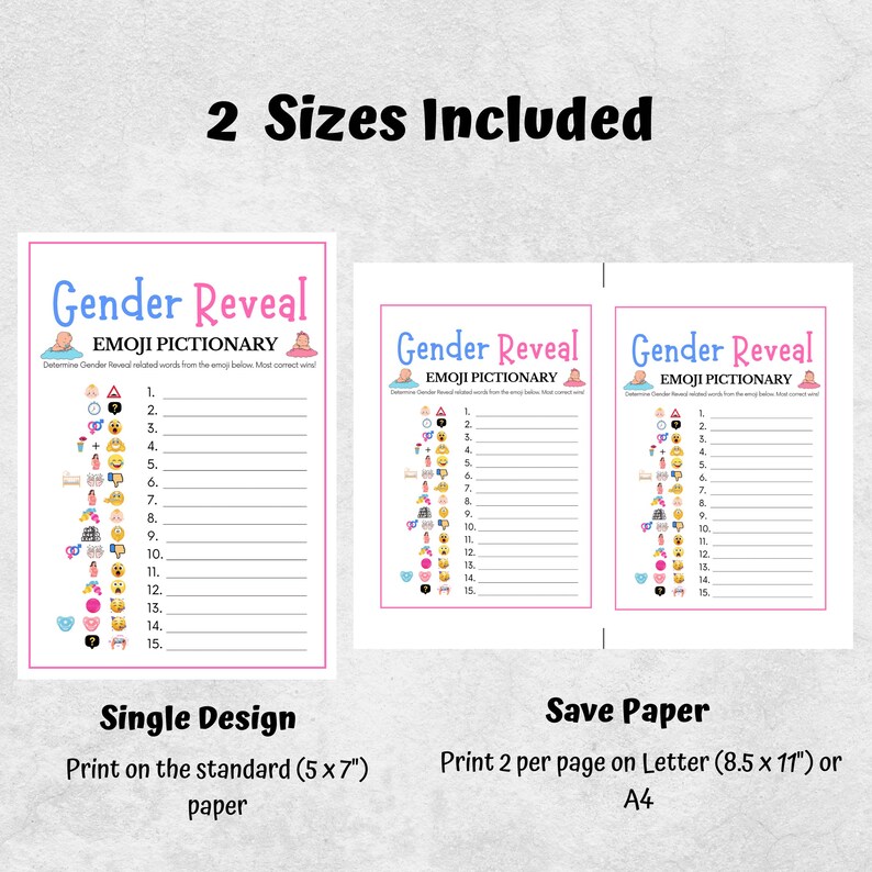 Gender Reveal Games, Emoji Pictionary, Gender Reveal Party Games, Boy ...