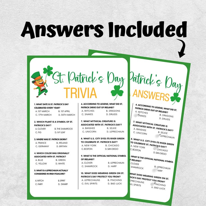 St Patricks Day Trivia, St Patricks Day Games, St Patricks Party Games ...
