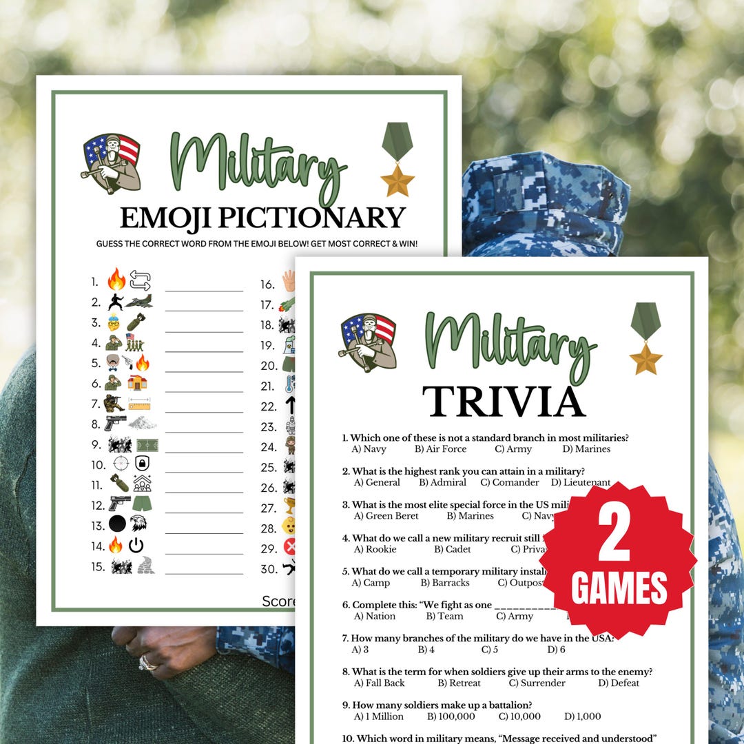 Military Trivia Game & Emoji Pictionary, Fun Military Games, Military ...