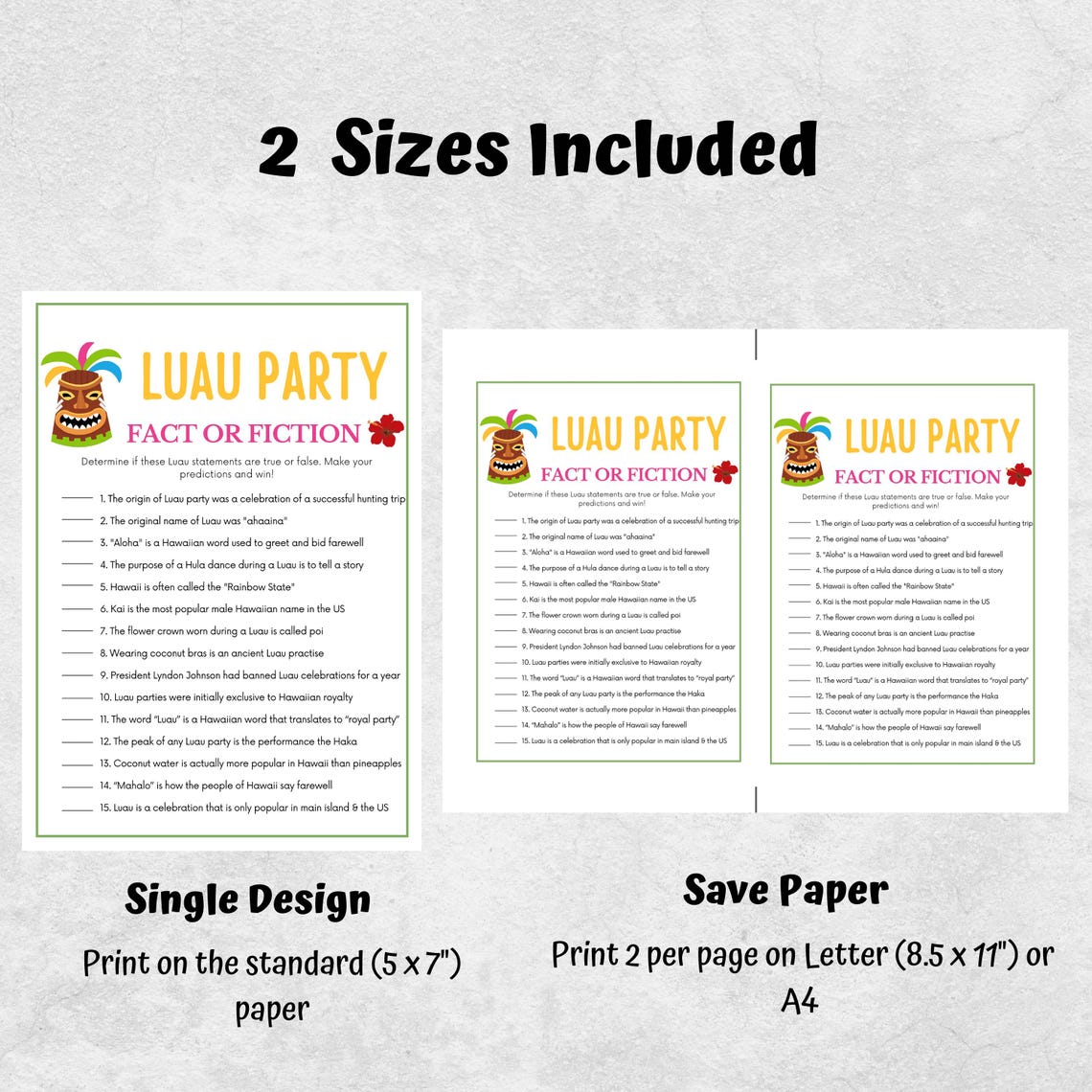 Luau Trivia, Fact or Fiction, Luau Party Games, Aloha Party Games ...