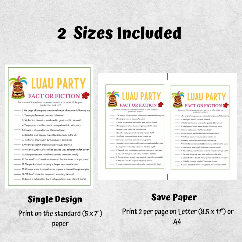Luau Trivia, Fact or Fiction, Luau Party Games, Aloha Party Games ...