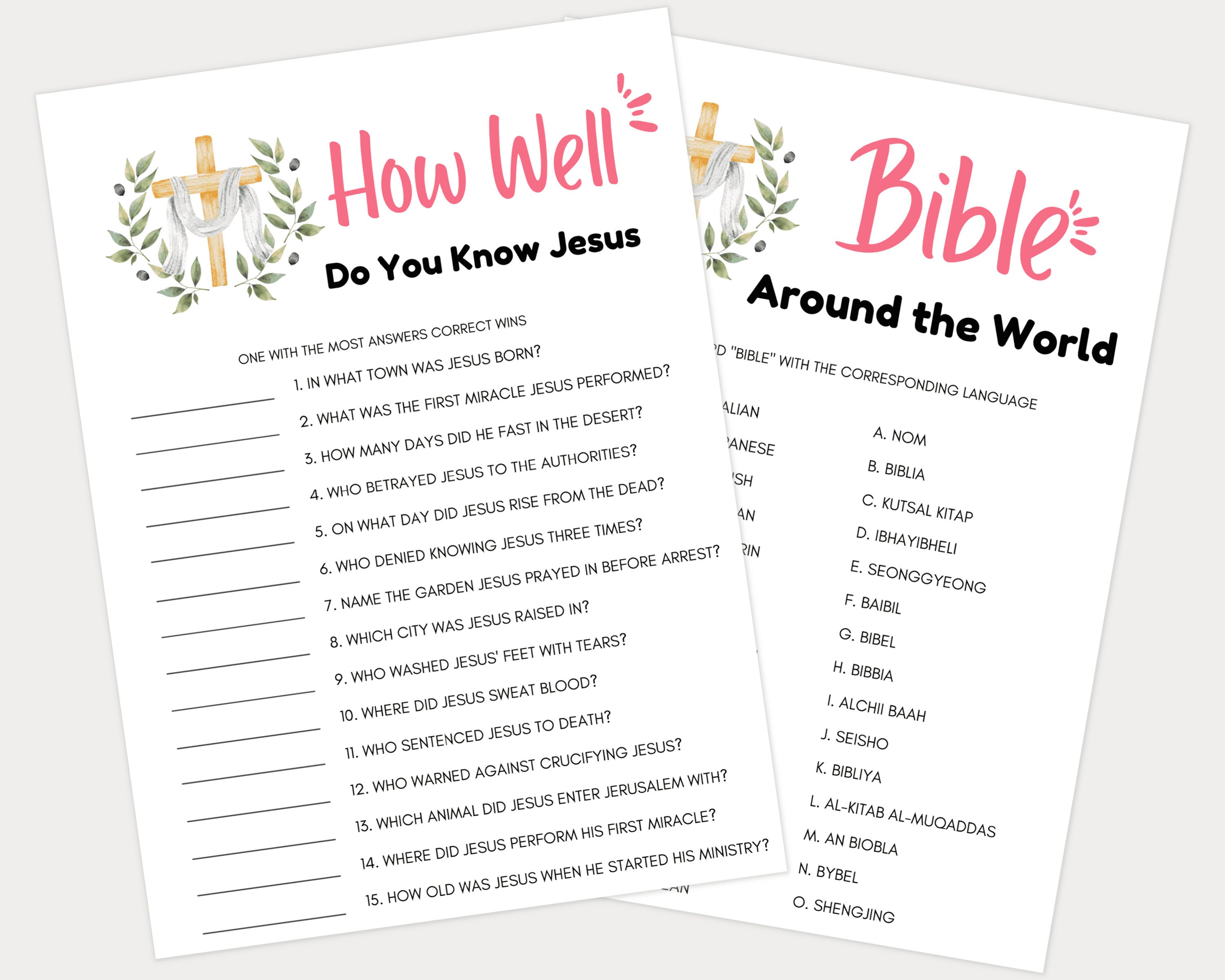 Bible Games Bundle, Bible Games for Kids and Adults, Bible Games for ...