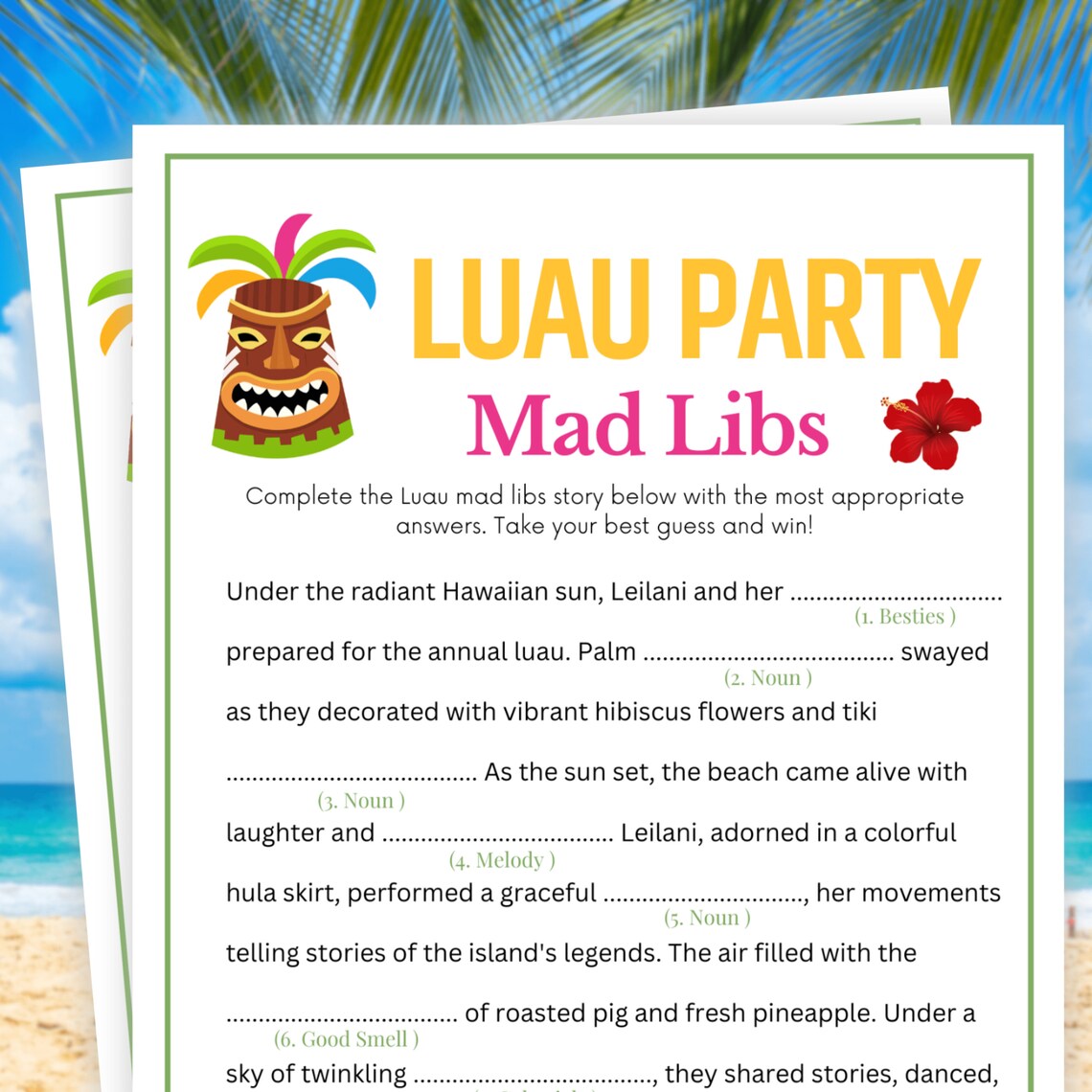 Luau Party Games, Mad Libs Bedtime Story Game, Aloha Party Games ...