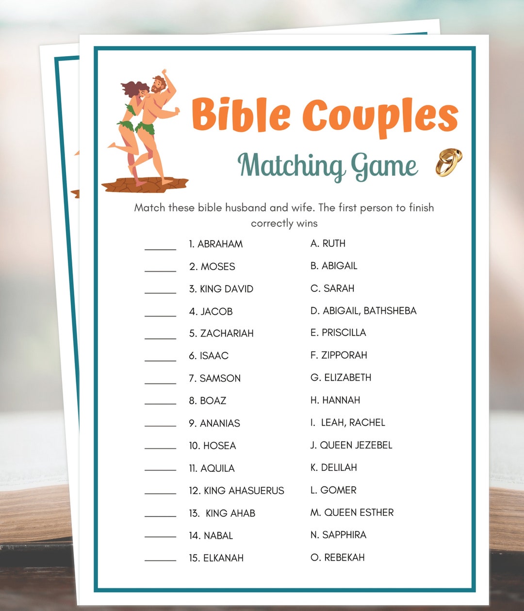 Bible Games, Couples Match Game, Bible Games for Kids and Adults ...