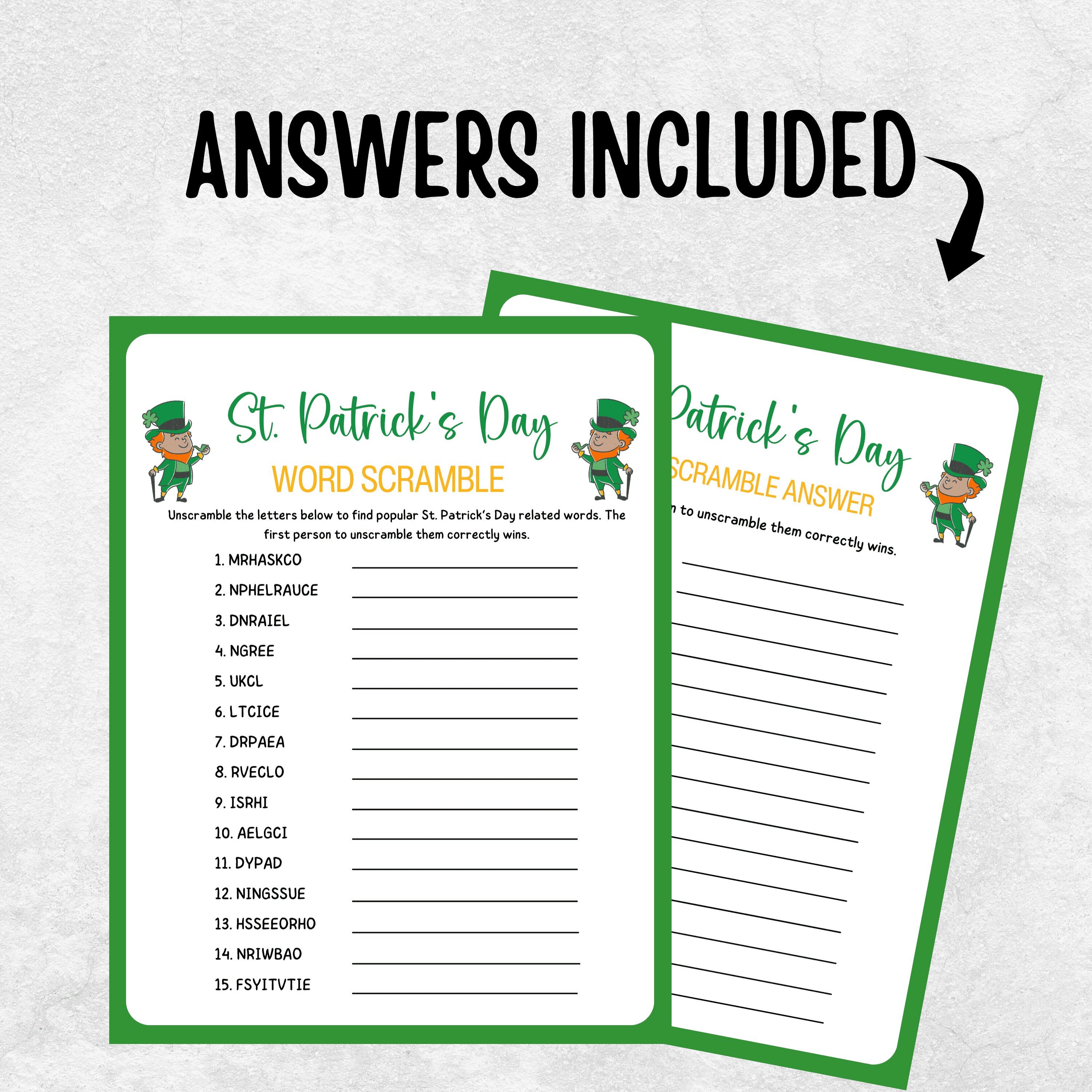 St Patricks Day Games, St Patricks Day Word Scramble, St. Patrick's Day ...