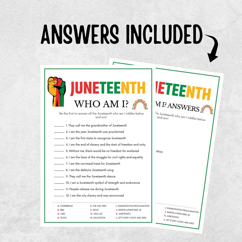 Juneteenth Games, Who Am I, Juneteenth Riddles, Juneteenth Party Games ...