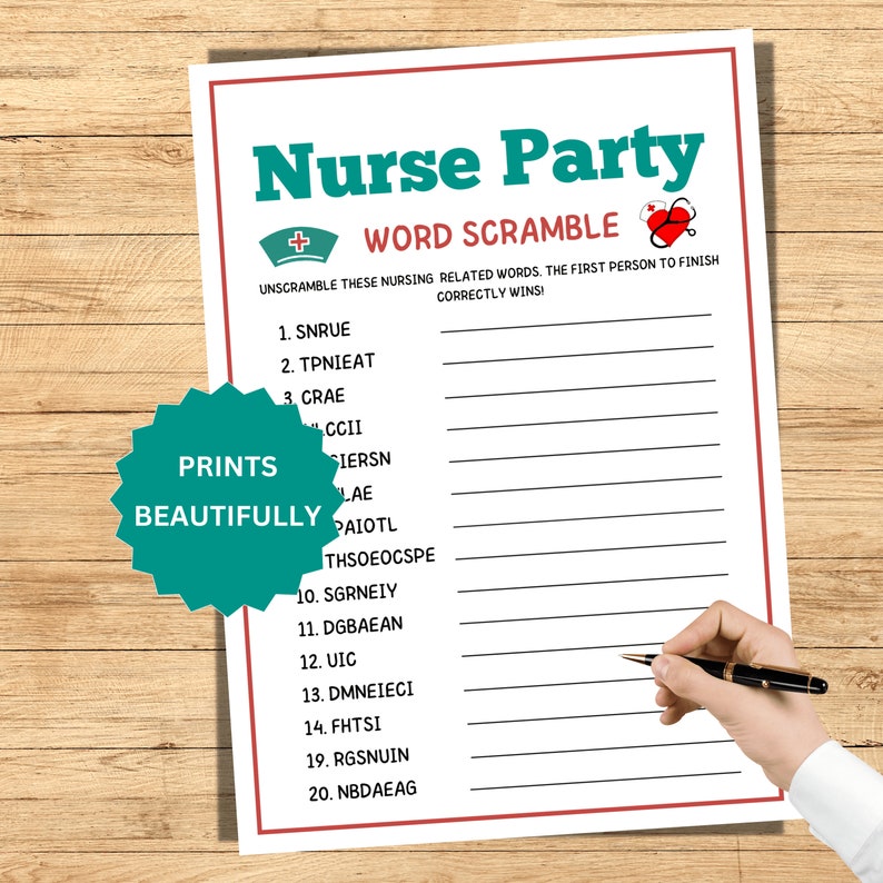 Nurse Party Games, Word Scramble, Nurse Games, Medical Games, Doctors ...