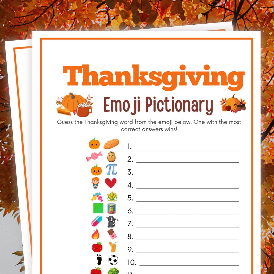 Thanksgiving Games, Emoji Pictionary Trivia, Thanksgiving Party Games ...