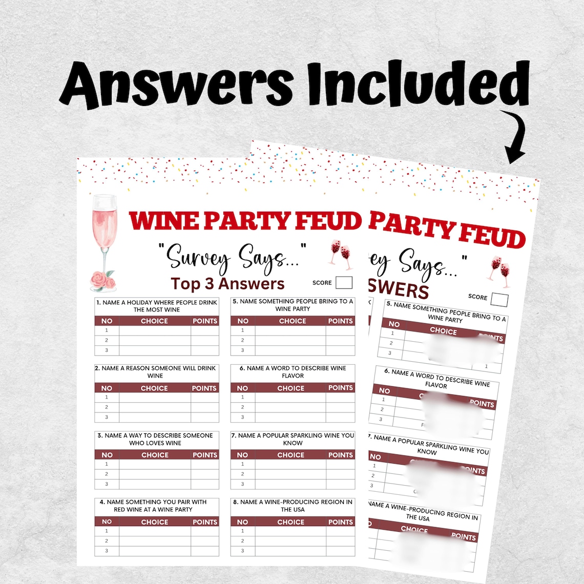 Wine Feud, Wine Party Games, Wine Games, Friendly Feud for Wine Tasting ...