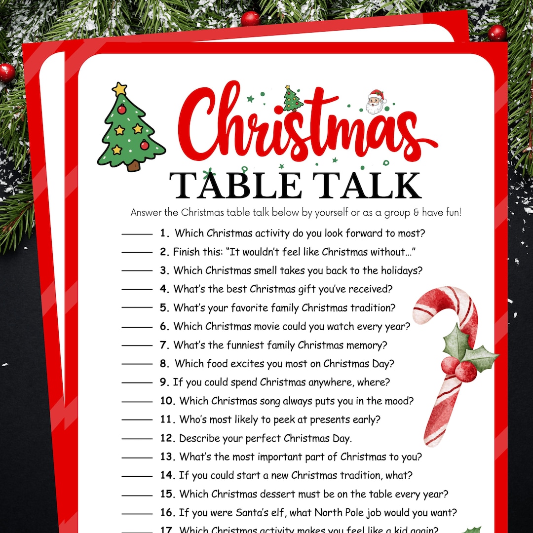 Christmas Table Talk, Fun Christmas Icebreaker, Holiday Conversation ...