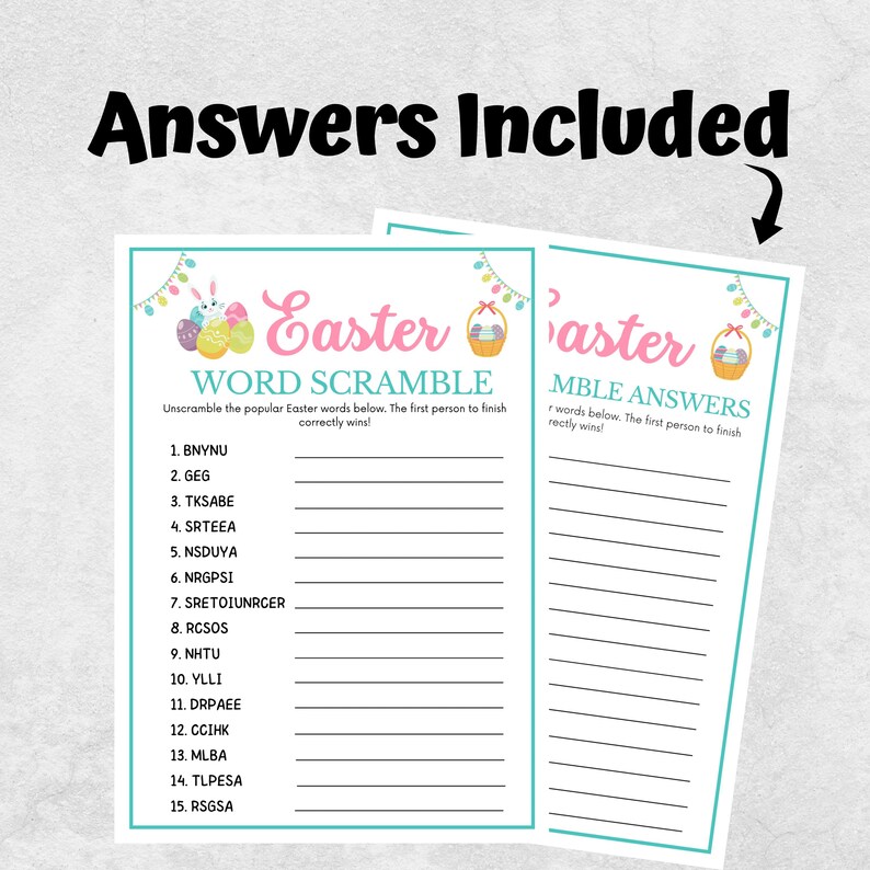 Easter Games Word Scramble, Easter Games, Easter Party Games, Sunday ...