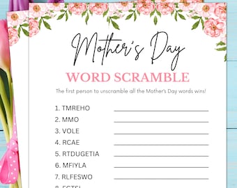Mother's Day Word Scramble Game, Printable Mother's Day Game, Classroom ...