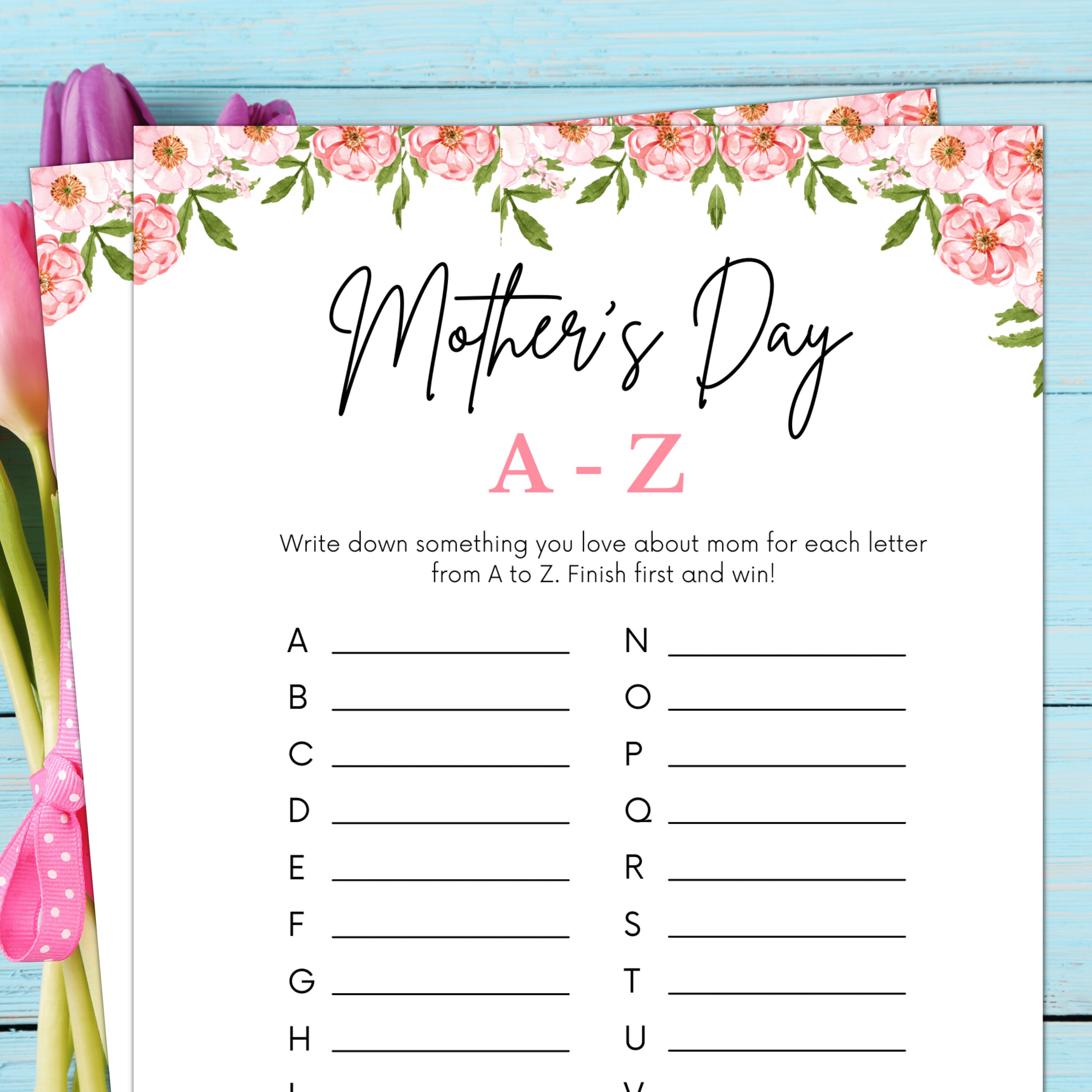 Mothers Day A-Z Race, Mothers Day Games, Party Games for Kids, Adults ...