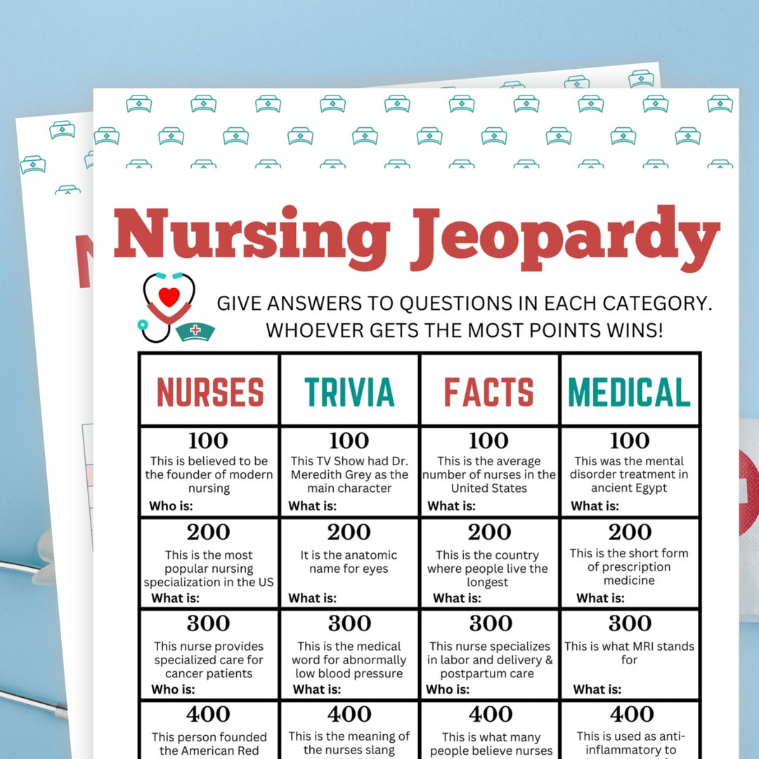 Nurse Games, Nurse Jeopardy, Trivia, Nurse Party Games, Nurse ...
