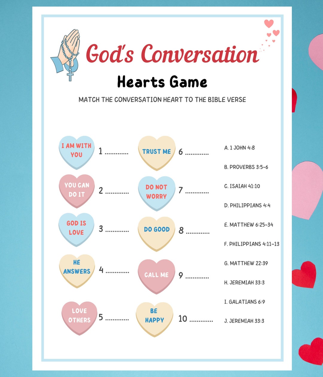 God's Conversation Hearts Bible Games Bible Games for - Etsy