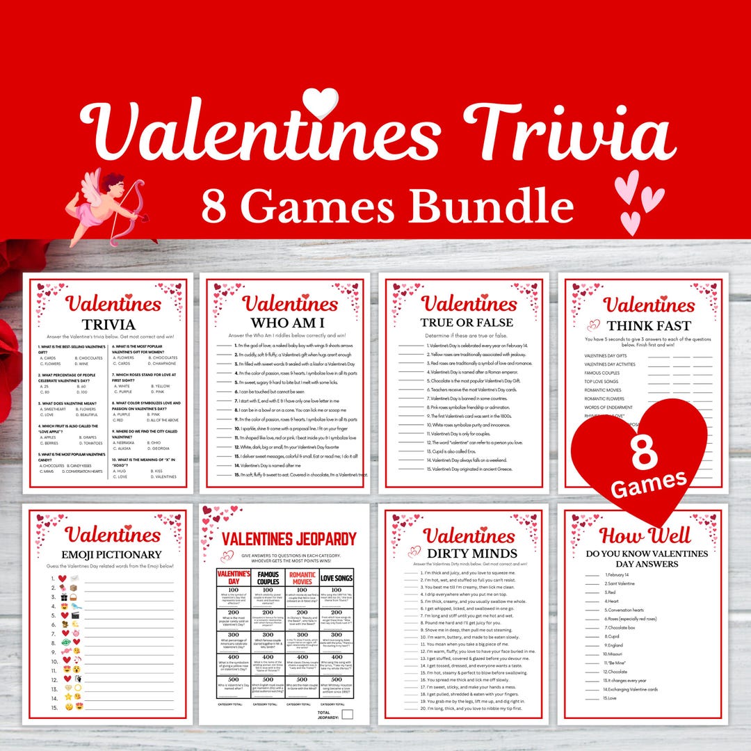 Valentines Day Trivia Bundle Game, Fun Valentines Day Games, Printable ...