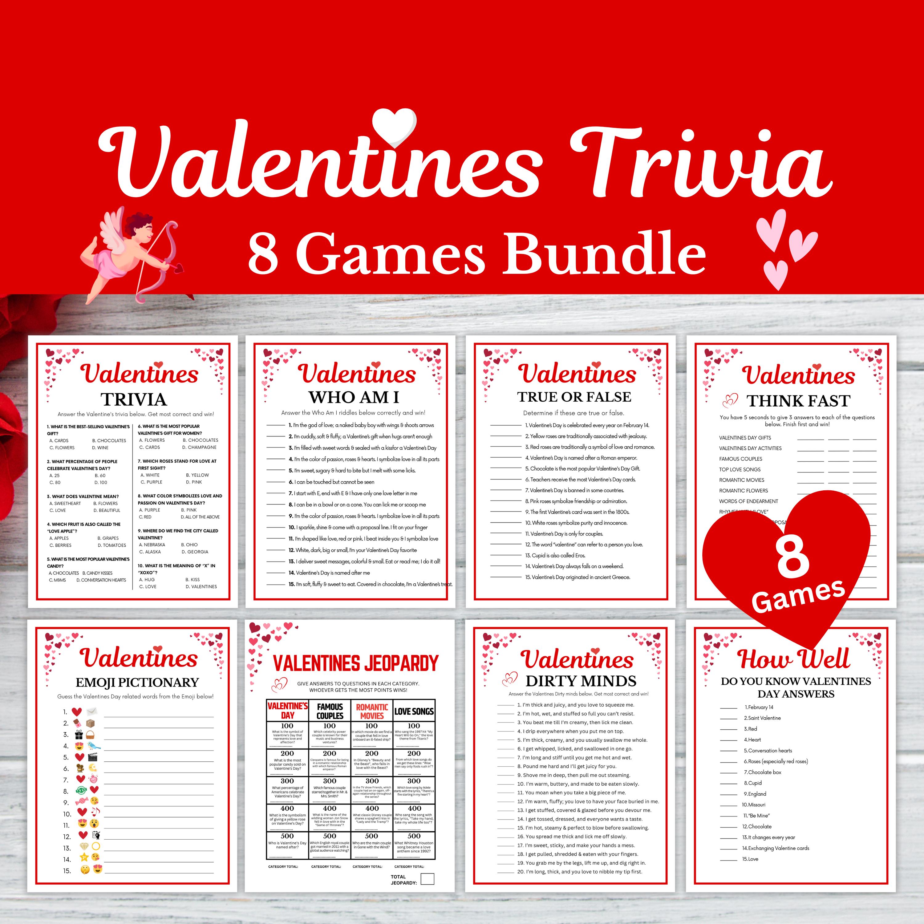 Valentines Day Trivia Bundle Game, Fun Valentines Day Games, Printable ...
