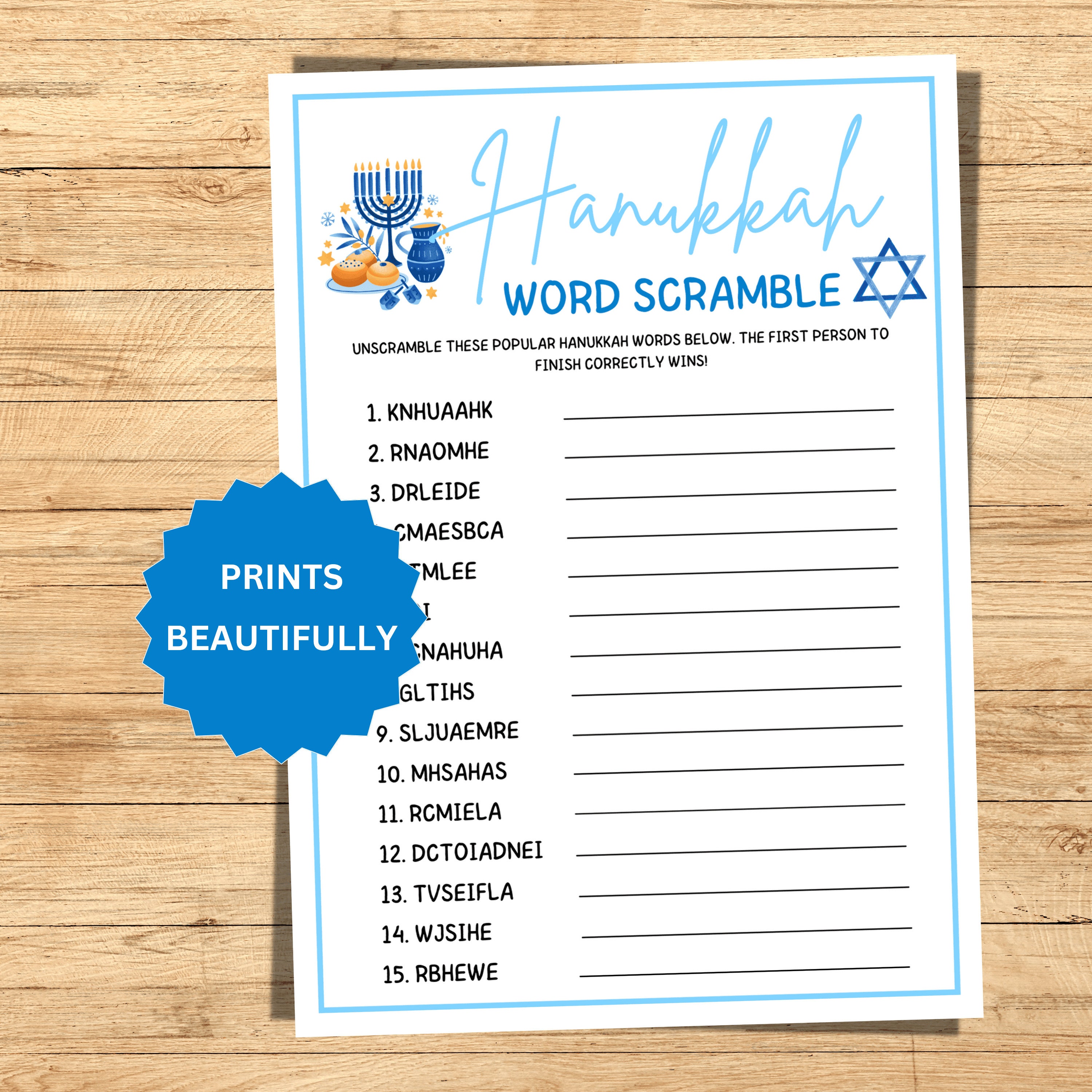 Hanukkah Games, Word Scramble, Hanukkah Party Games, Jewish Games ...