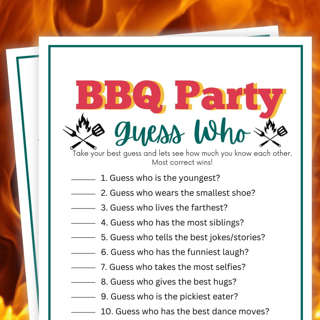 BBQ Party Games, BBQ Party Guess Who, BBQ Games, Barbecue Party Games ...