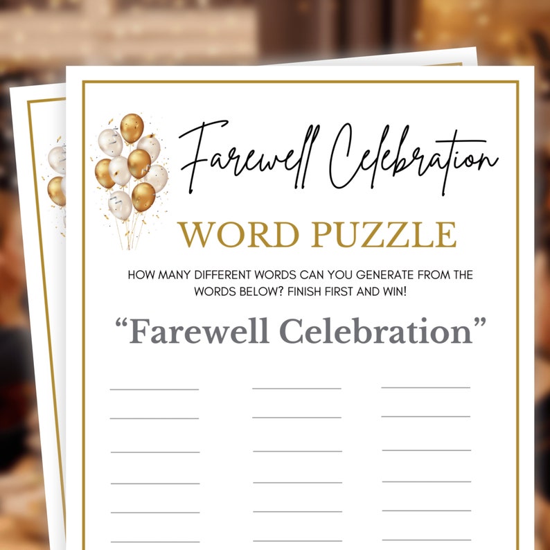 Farewell Party Games, Word Puzzle, Farewell Party Games for Kids ...