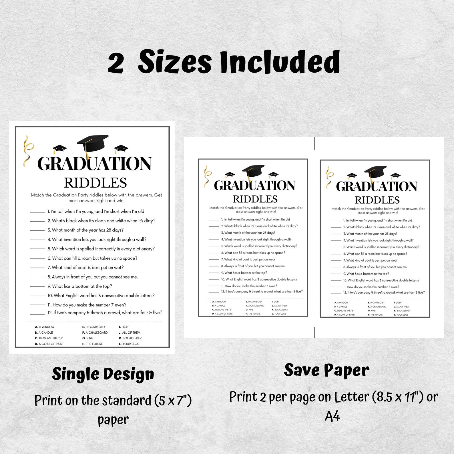 Graduation Riddles, Graduation Games, College Graduation Games, High ...
