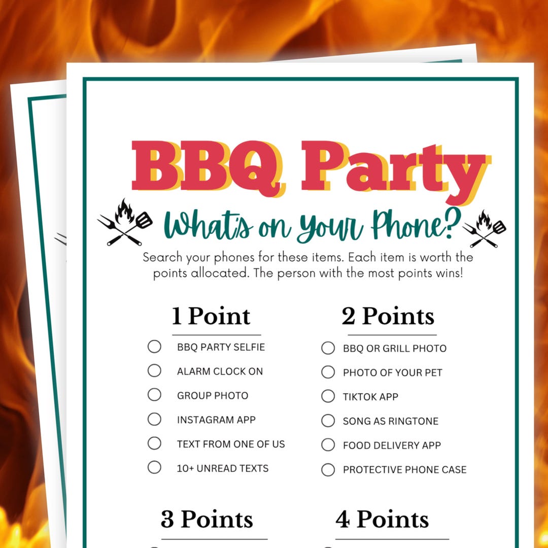 BBQ Party Games, What is on Your Phone, BBQ Games, Barbecue Party Games ...