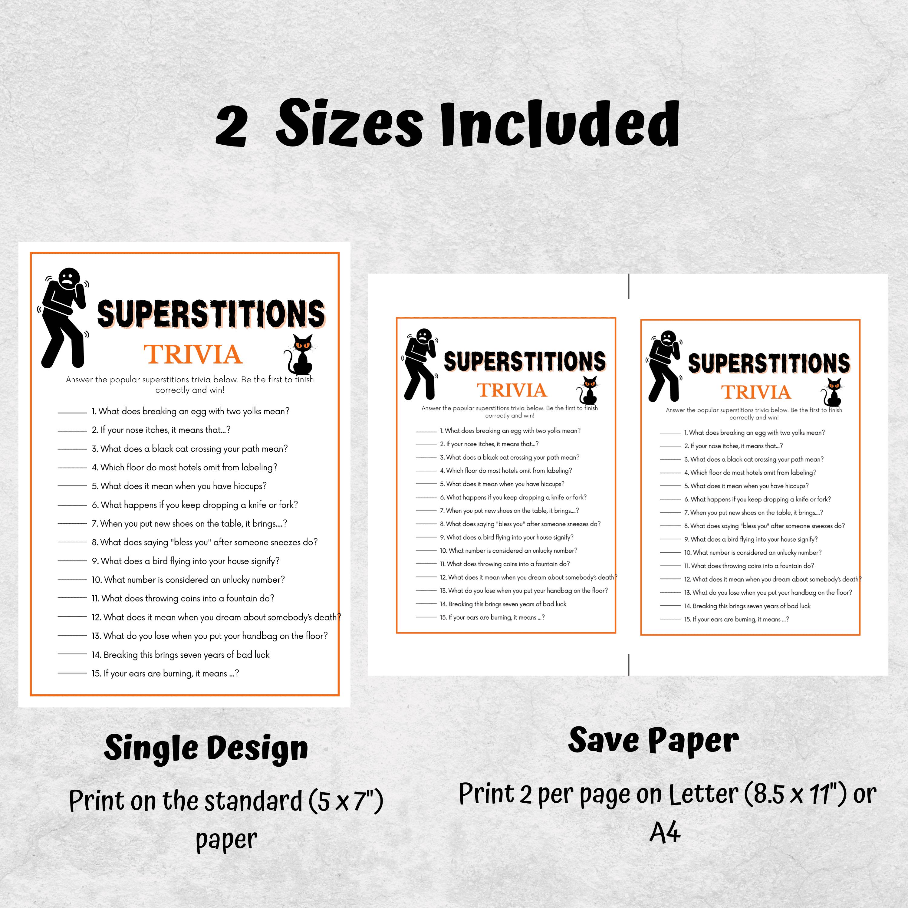 Superstitions Trivia, Halloween Games, Slumber Party Games, Brunch ...