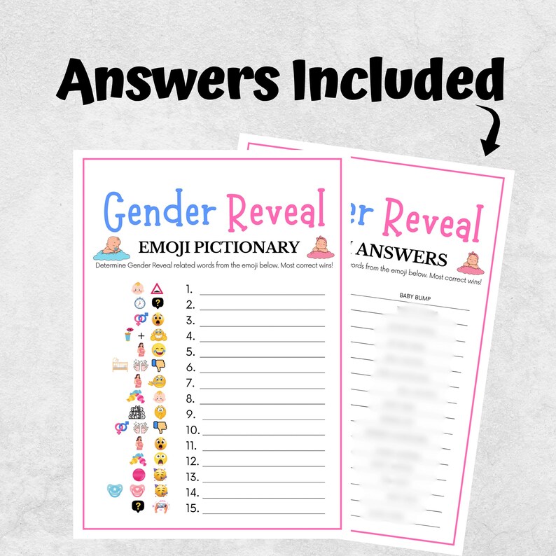 Gender Reveal Games, Emoji Pictionary, Gender Reveal Party Games, Boy ...
